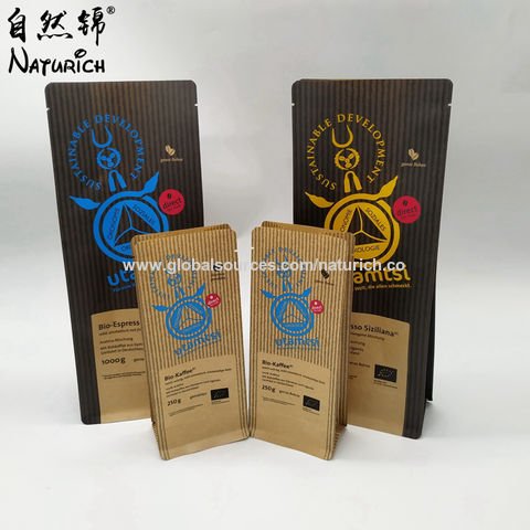 Buy Wholesale China 250g 500g Flat Bottom Kraft Ground Coffee Packaging ...