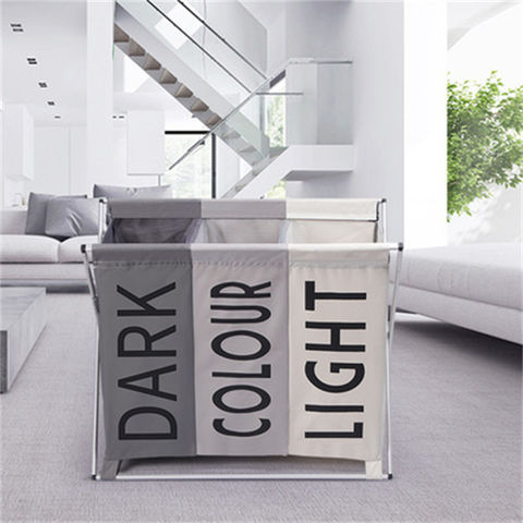 Buy Wholesale China Folding Oxford Laundry Basket Three - Compartment ...