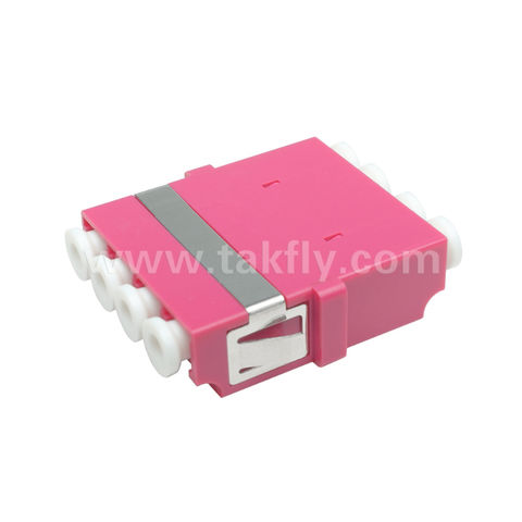 Takfly Lc-lc Flangeless Purple Fiber Optic Om4 Adapter Magenta 4 Ports ...