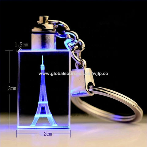 Buy Wholesale China Led Light Crystal Glass Keychains Custom 3d Laser ...