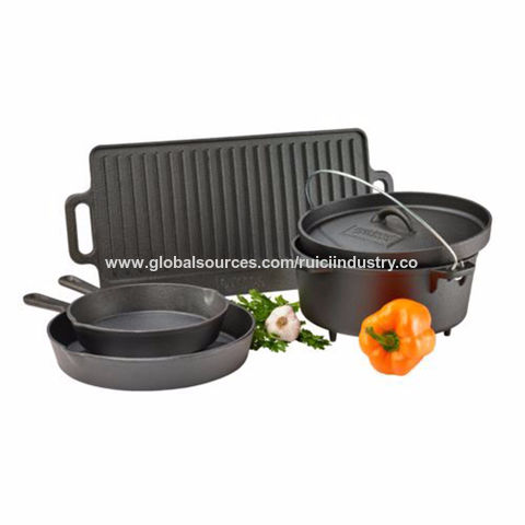 Buy Wholesale China Outdoor 5 Pieces Cast Iron Camping Cookware Set ...