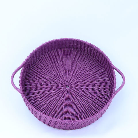 Buy Wholesale Vietnam Handwoven Paper Band Trays, Handmade Purple Round ...