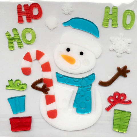 Christmas Snowman and Snowflake Gel Jelly Removable Window Sticker and ...