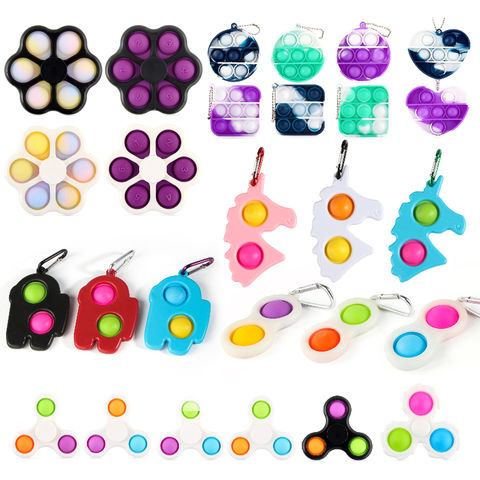 Push Bubble Popping Fidget Toy Finger Keychain Fidget Sensory Toys ...