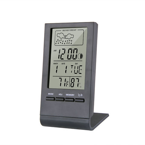 Digital weather station with clock display humidity and temperature ...