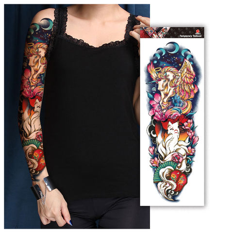 Buy Wholesale China Large Arm Sleeve Tattoo Clock Rose Cross Dragon ...