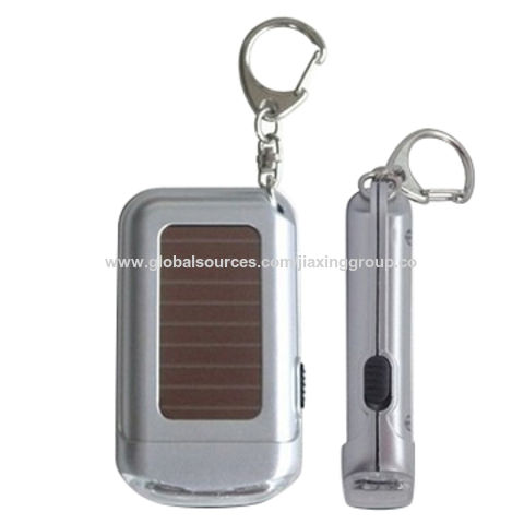 China Miniature Solar Keychain with Flashlight, Metal Solar Flashlight ...