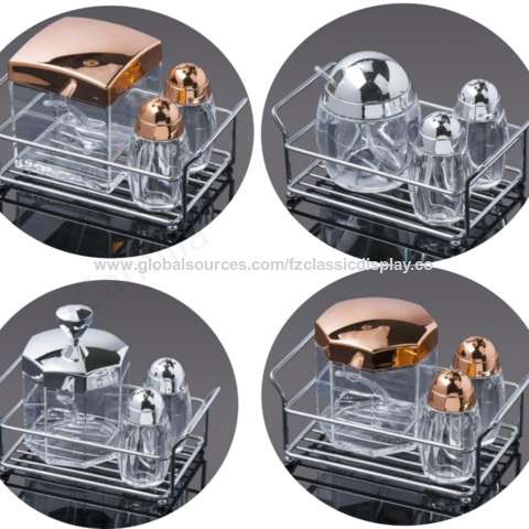 5809DS3T- Acrylic condiment set spice box w/ spoon seasoning salt ...