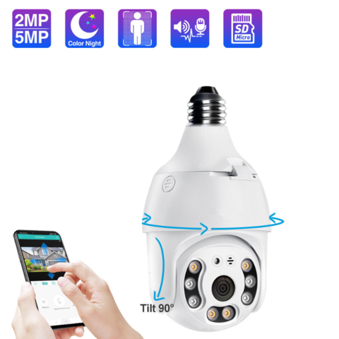 5MP IP Camera Brand New Tuya Auto-Tracking Lamp Holder WIFI PTZ ...