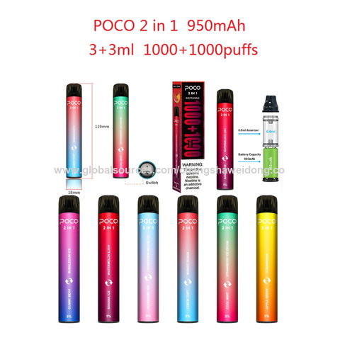 China Two flavors POCO 2 in 1 1000+1000puffs 3+3ml sample available ...