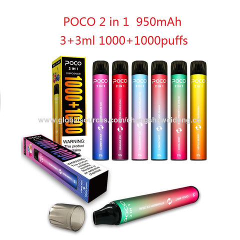 China POCO 2 in 1 1000+1000puffs 3+3ml atomizer MOQ 50pcs 950mAh ...