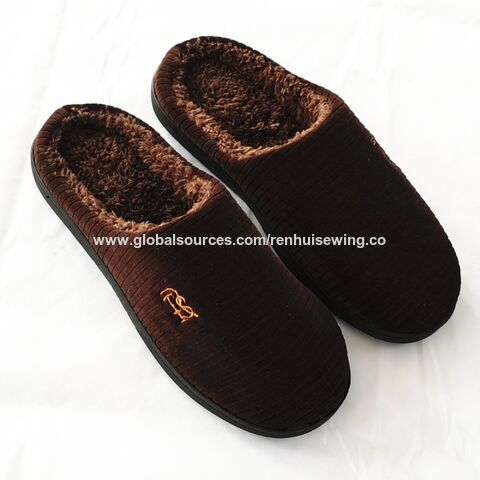 Buy Wholesale China Men's Strip Velvet Customized Indoor Slipper, Close ...