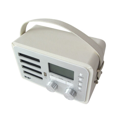 Portable DAB Radio Retro Wooden Leather LCD Display Clock Radio with ...