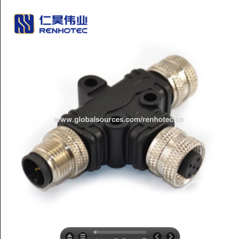 Buy Wholesale China M12 Adapter T Type Splitter A Code 4 Pin Male To ...