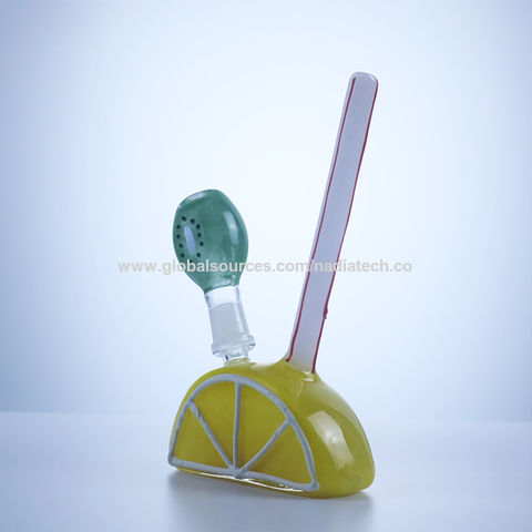 6.7'' Fruit themed lemon and kiwi design straw mouthpiece glass bong ...