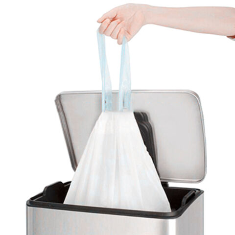 Hdpe/ldpe plastic colored trash bag with handle, drawstring trash bag ...