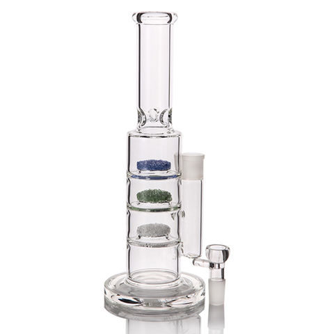 China Fashion design Water glass bong 11.8″ Triple Color Fritted Disc ...
