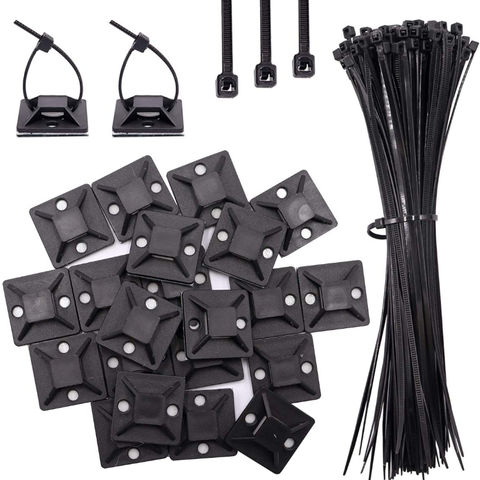 Zip Tie Mounts with Multi Purpose 8" Cable Ties Self Adhesive mounts ...