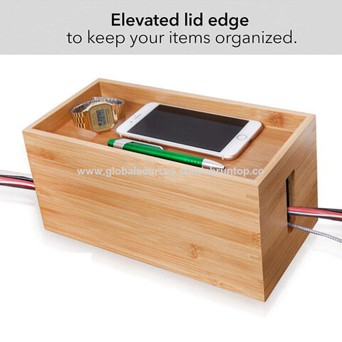 Buy Wholesale China Eco-friendly Bamboo Cable Management Box Organizer ...