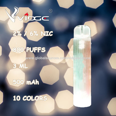 2% / 6% Nicotine Vidge Flare 800 Puffs with RGB LED Light with security ...