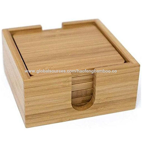 Buy Wholesale China Bamboo Wood Square Coasters 6 Pack With Holder ...