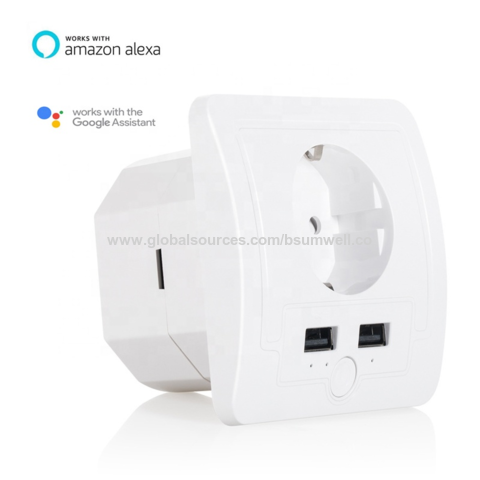 Tuya Smart Wall Socket Wifi Outlet Smart Socket EU with 2 USB 16A ...