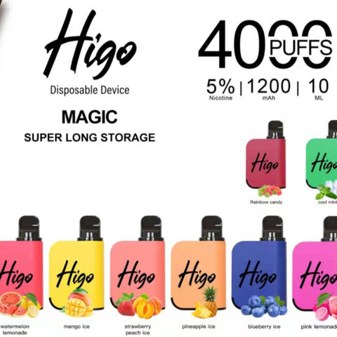 China Higo disposable vape,Best quantity 5% nictione 4000puffs magic ...