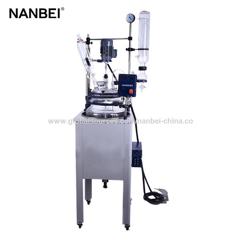 China 100L lab chemical reactor with double layer borosilicate pyrex ...