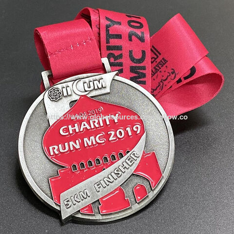 Manufacturer Craft Zinc Alloy antique silver running medal for Charity ...
