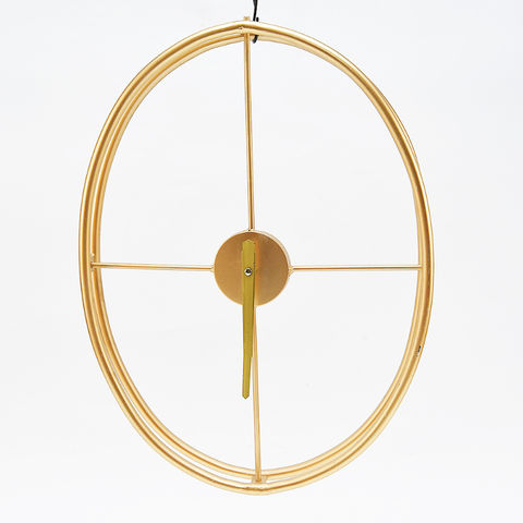 Buy Wholesale China Gold Art Clocks Metal Line Oval Wall Hanging Decorative Clock New Design ...