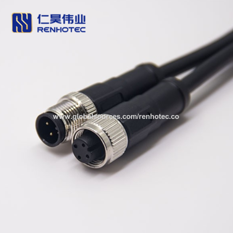 China M12 4 Pin Connector A Code Male to Female Straight Double Ended ...