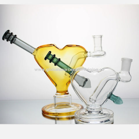 China Bong heart design Manufacture Hand Blown Glass bong Water Pipe ...