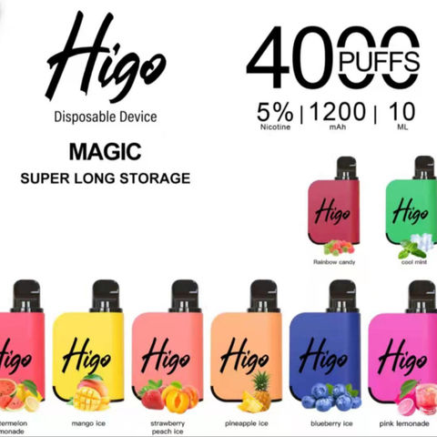 China Higo Magic 4000 puffs Disposable Vape pen 5% Nic Salt electronic ...