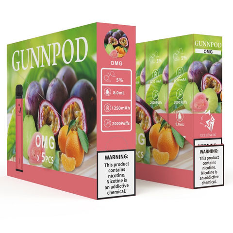 China Best design 8.0ml E-Liquid Gunnpod 2000 puffs dispoable vape pen ...