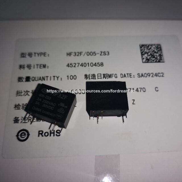 HF32F/005-ZS3 HF Relays General Purpose Non Latching 5VDC SPDT 5A (250VAC , 30VDC) Max Through ...