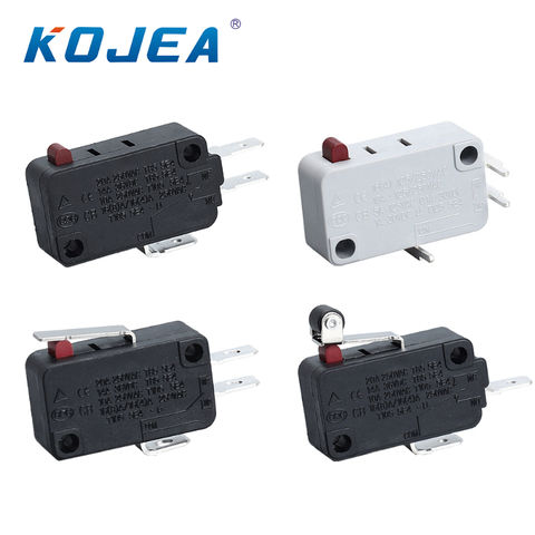 KW4-3Z-3 5A Straight handle Micro Switch SPDT NO lever PCB terminal limit switches with wheels ...