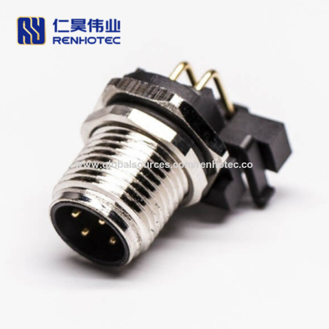 Buy Wholesale China M12 Connector 4 Pin Male Right Angle Rear Mount For ...