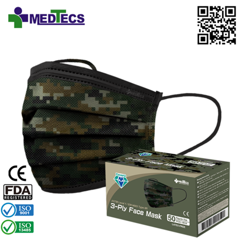 Designer Camouflage Green Floral Medical Face Mask Disposable Face ...