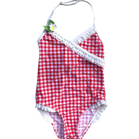 Buy Wholesale China Girl's Gingham Frilly Bathing Suit In Pink. Laser ...