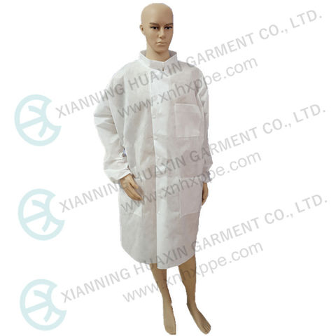 White SMS Antistatic Lab Coats Disposable Visitor Gown with Pocket ...