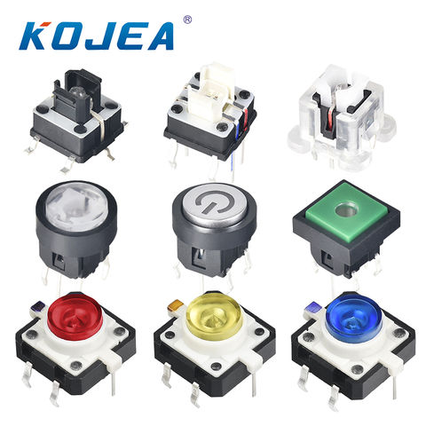 China 12*12mm LED light blue orange white red green color 5 pin tact ...