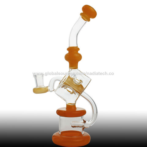 Buy Wholesale China 10'' Cube Shape Chamber Recycler Curved Neck Glass ...