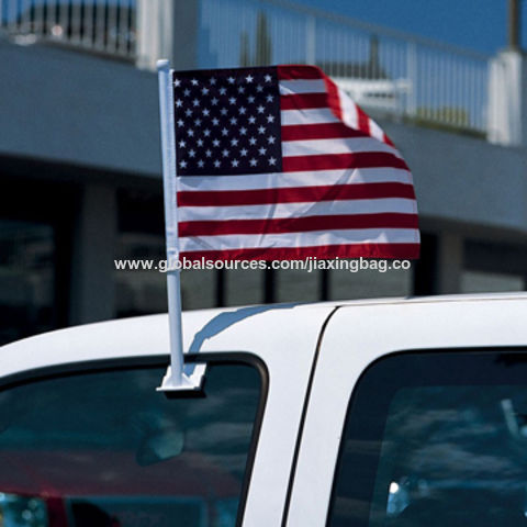 China Cheap polyester, custom logo, plastic car window flag poles on ...