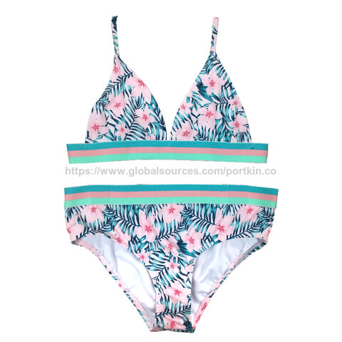Buy Wholesale China Girl's Floral Bikini Set. Triangle Swimwear With ...