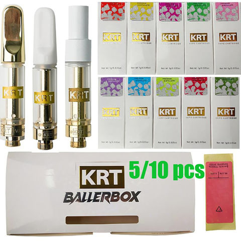 China Gold/white tips empty disposable KRT CBD/THC Vape Cartridges with ...