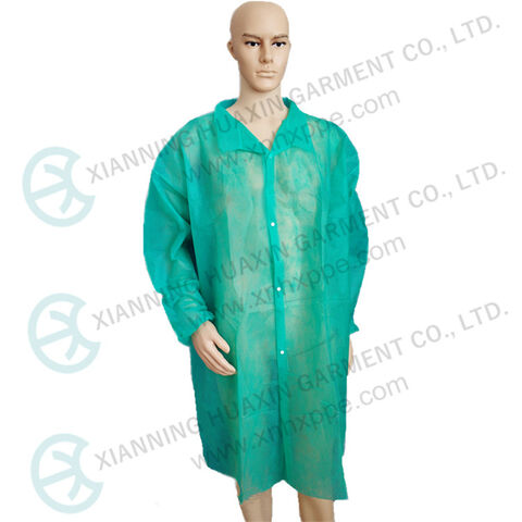 Green Polypropylene Disposable Lab Coat PP Clothing Visitor Coat With ...