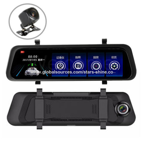10" full screen mirror car dvr, dual camera android dash cam, light ...