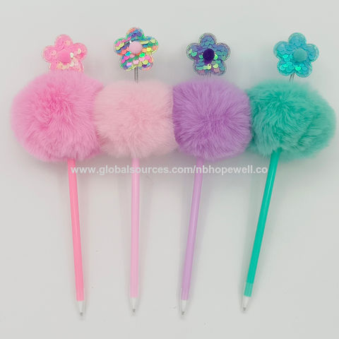 Buy Wholesale China Fancy Pvc Paillette Flower Pompom Plush Ballpoint ...