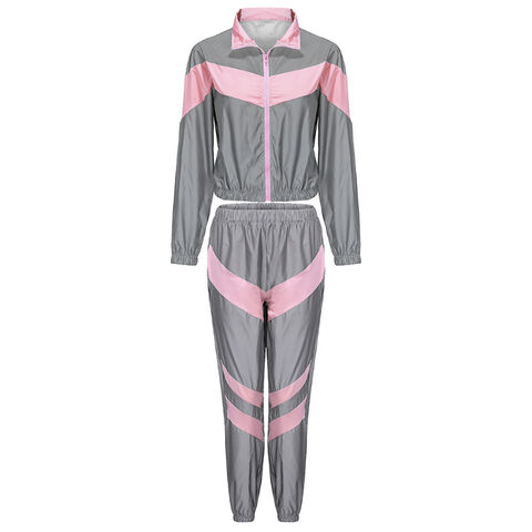 Buy Wholesale China Women 2 Piece Tracksuit Outfits Reflector Stripe ...