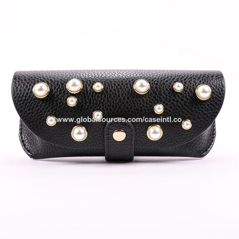 Leather Eyeglass Cases Premium Elegant Pearl Decoration Sunglass Case ...